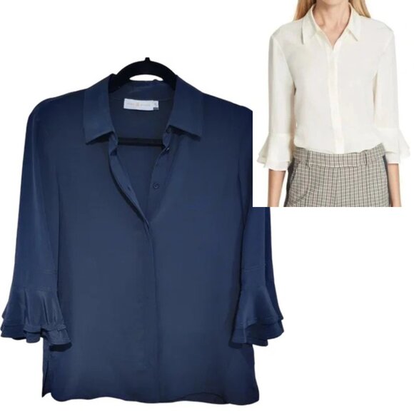 Tory Burch | Tops | Tory Burch Arianne Black Tiered Bellsleeve 0 Silk ...
